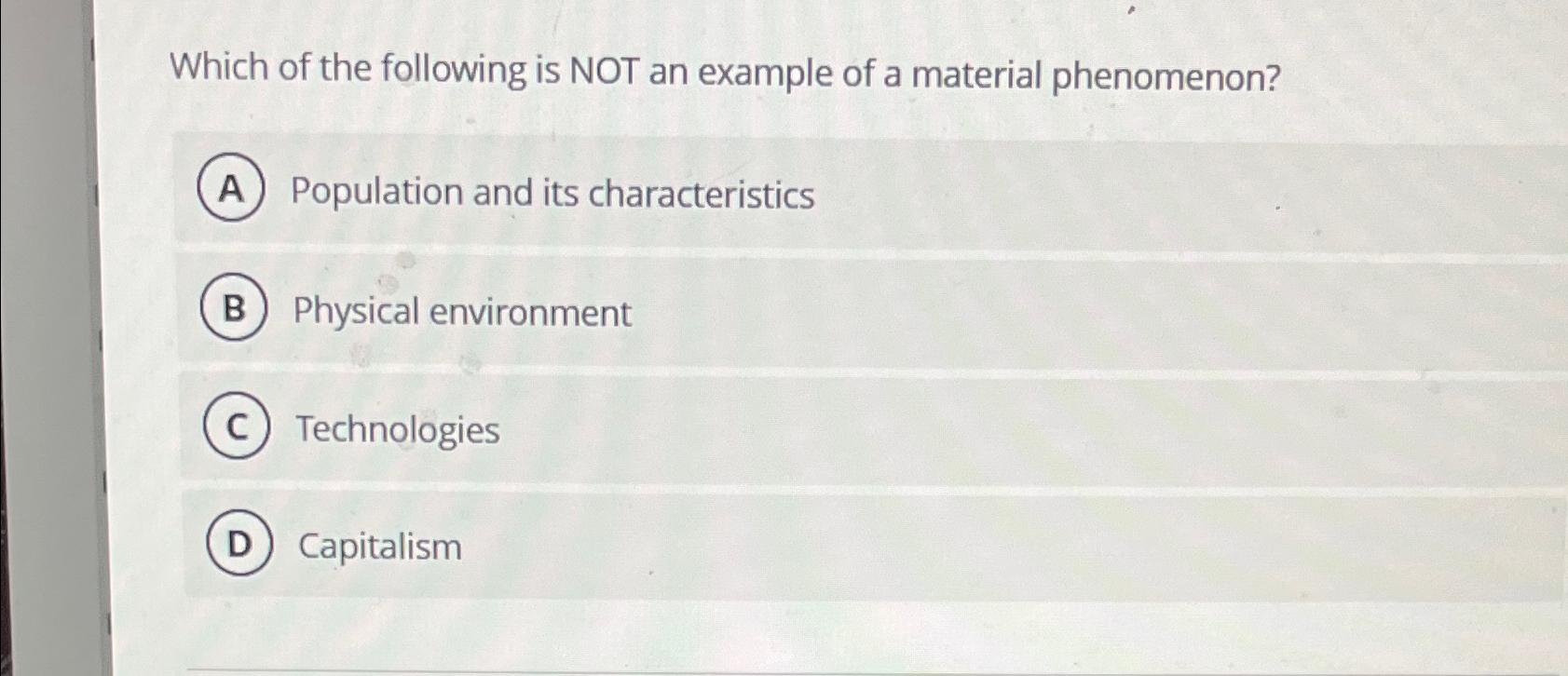 Solved Which of the following is NOT an example of a | Chegg.com
