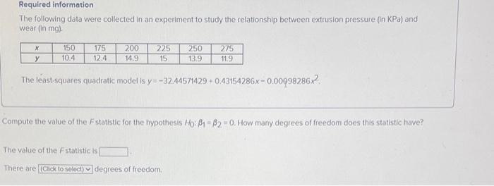 Solved The following data were collected in an experiment to | Chegg.com