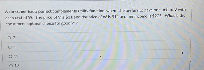 Solved A consumer has a perfect complements utility | Chegg.com