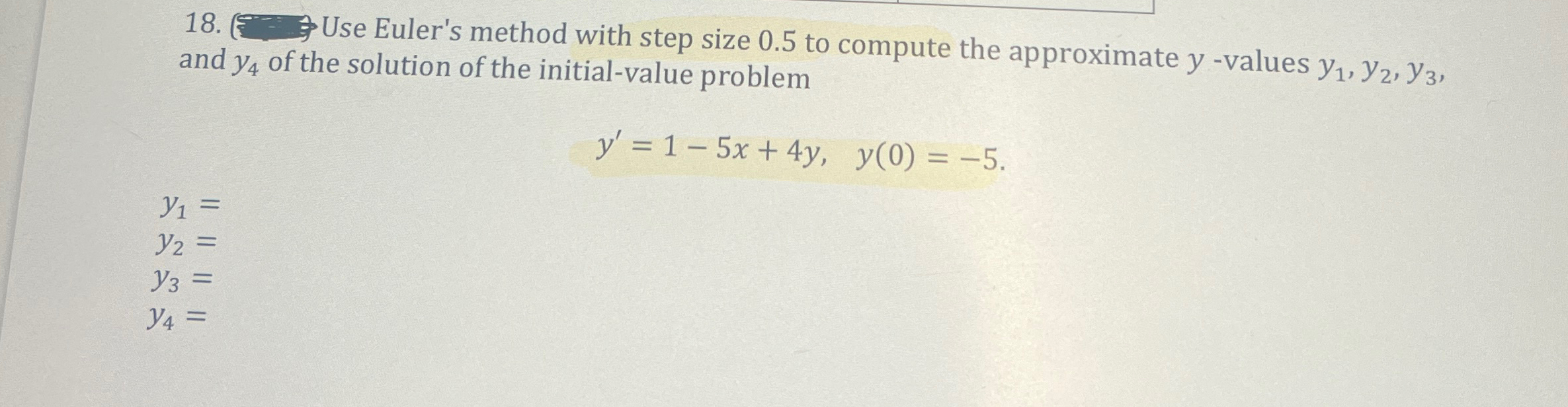 Solved ﻿Use Euler's method with step size 0.5 ﻿to compute | Chegg.com