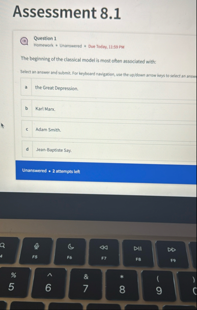 Solved Assessment 8.1Question 1Homework • ﻿Unanswered * ﻿Due | Chegg.com