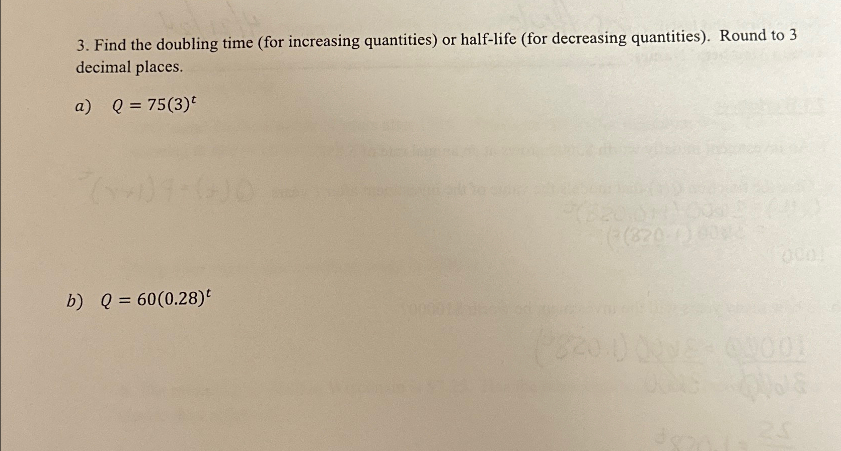 Solved Find the doubling time (for increasing quantities) | Chegg.com