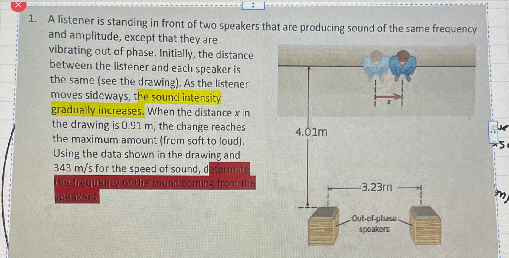 Solved A listener is standing in front of two speakers that | Chegg.com
