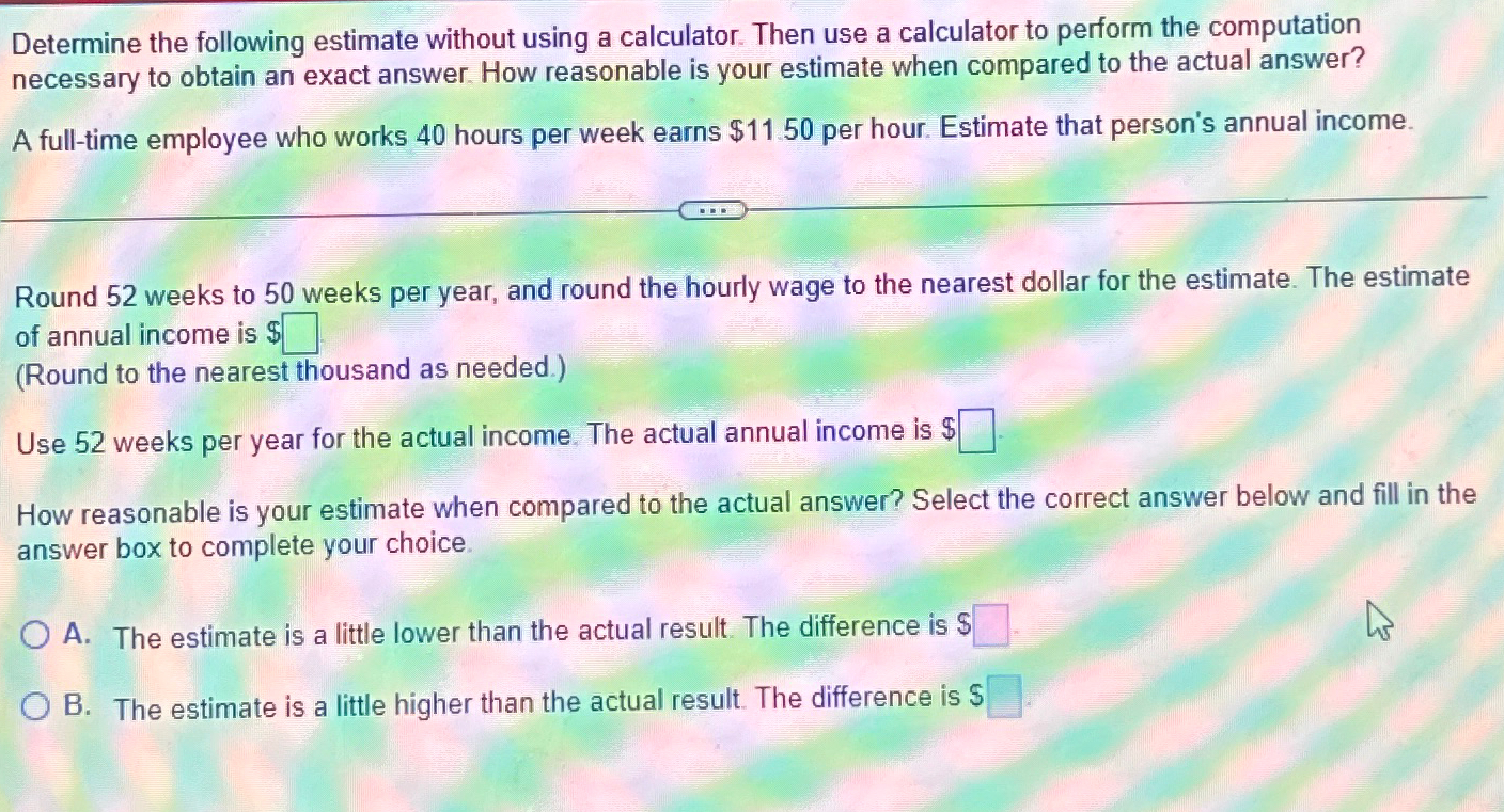 Solved Determine the following estimate without using a | Chegg.com