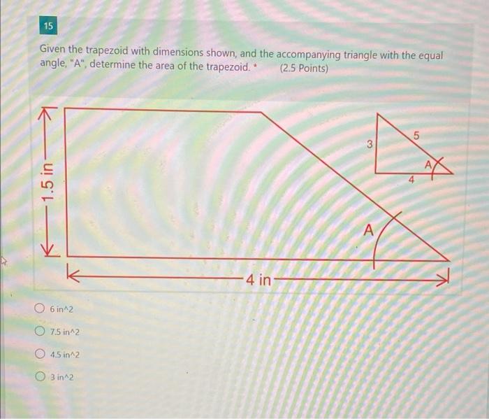 Solved Given the trapezoid with dimensions shown, and the | Chegg.com