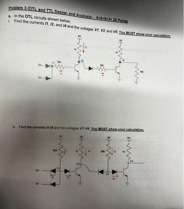 Solved Problem 3 (DTL and TTL Design and Analysis) | Chegg.com