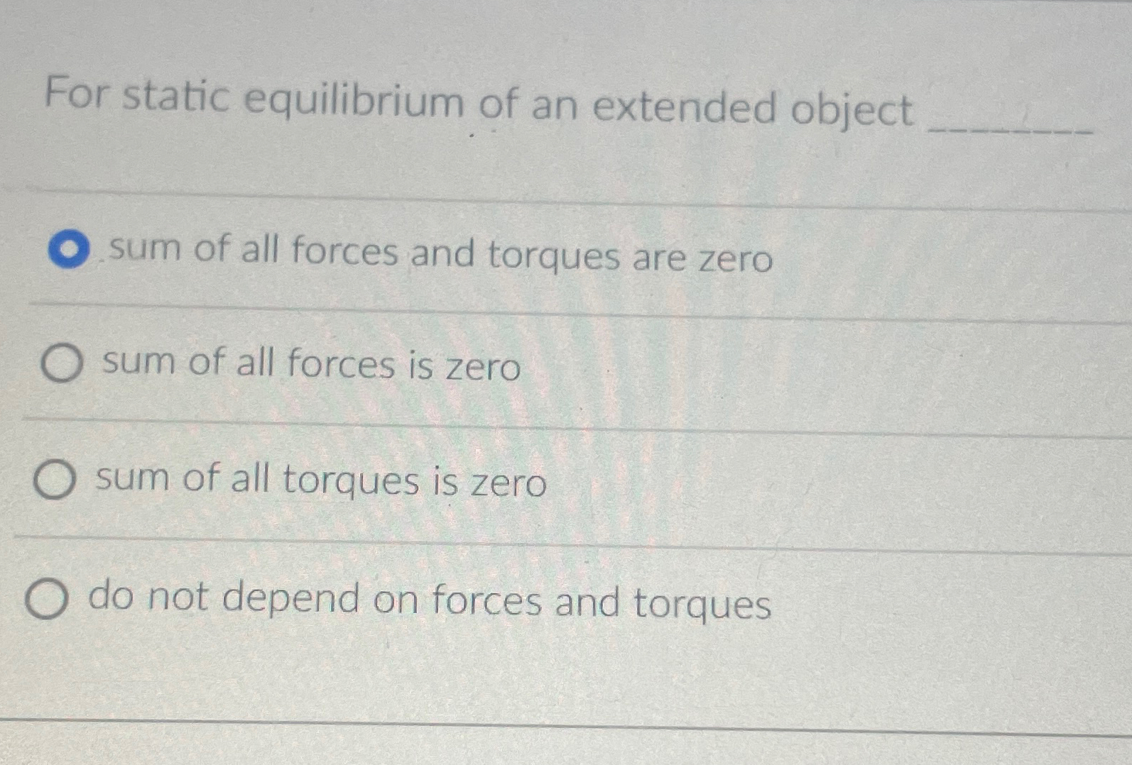Solved For static equilibrium of an extended object q,sum of | Chegg.com