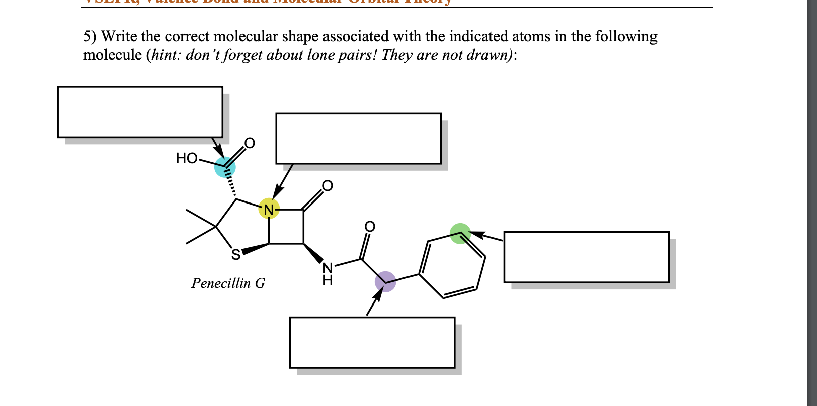 Solved 5) ﻿Write the correct molecular shape associated with | Chegg.com