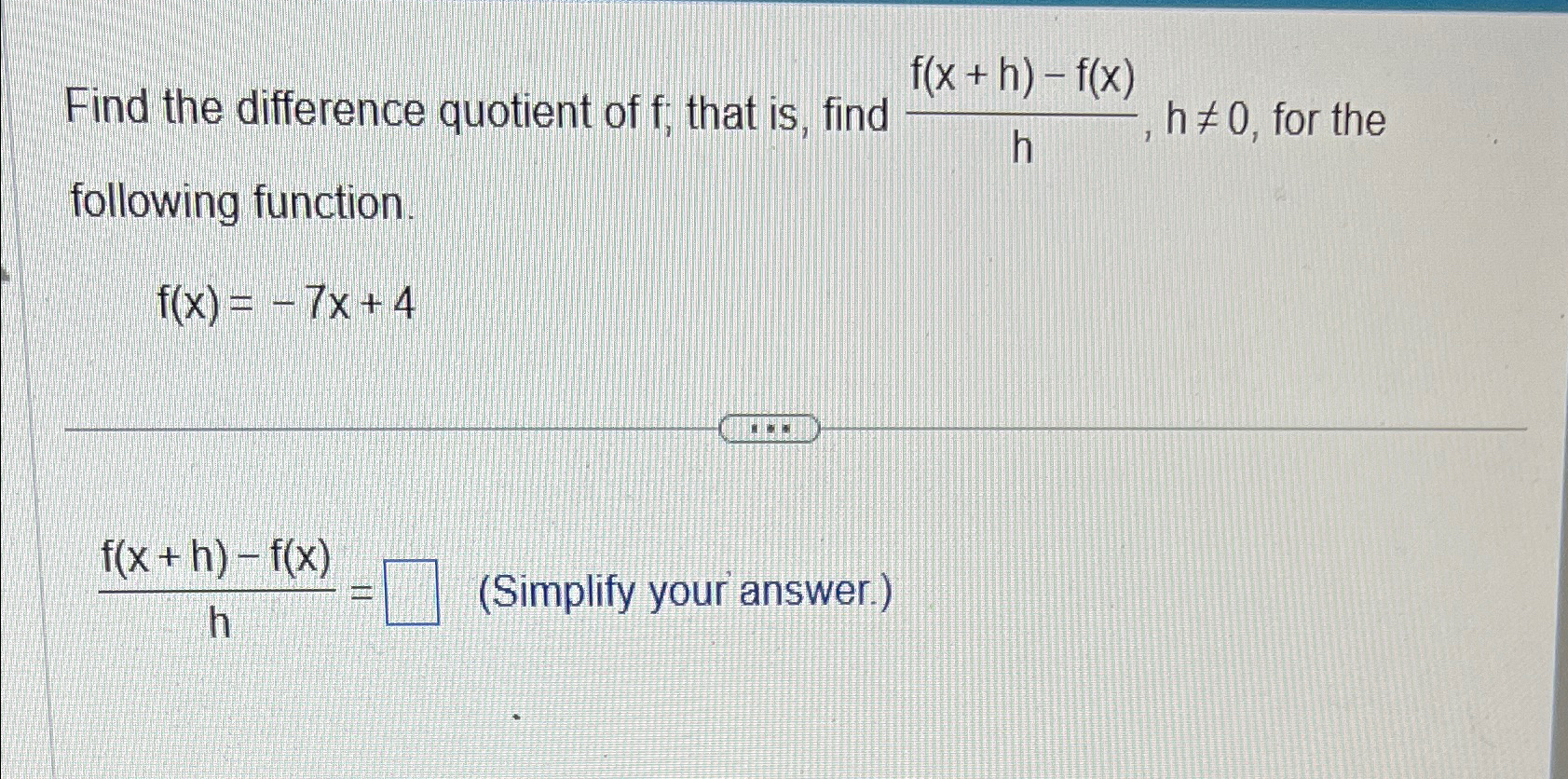 Solved Find the difference quotient of f; that is, ﻿find | Chegg.com