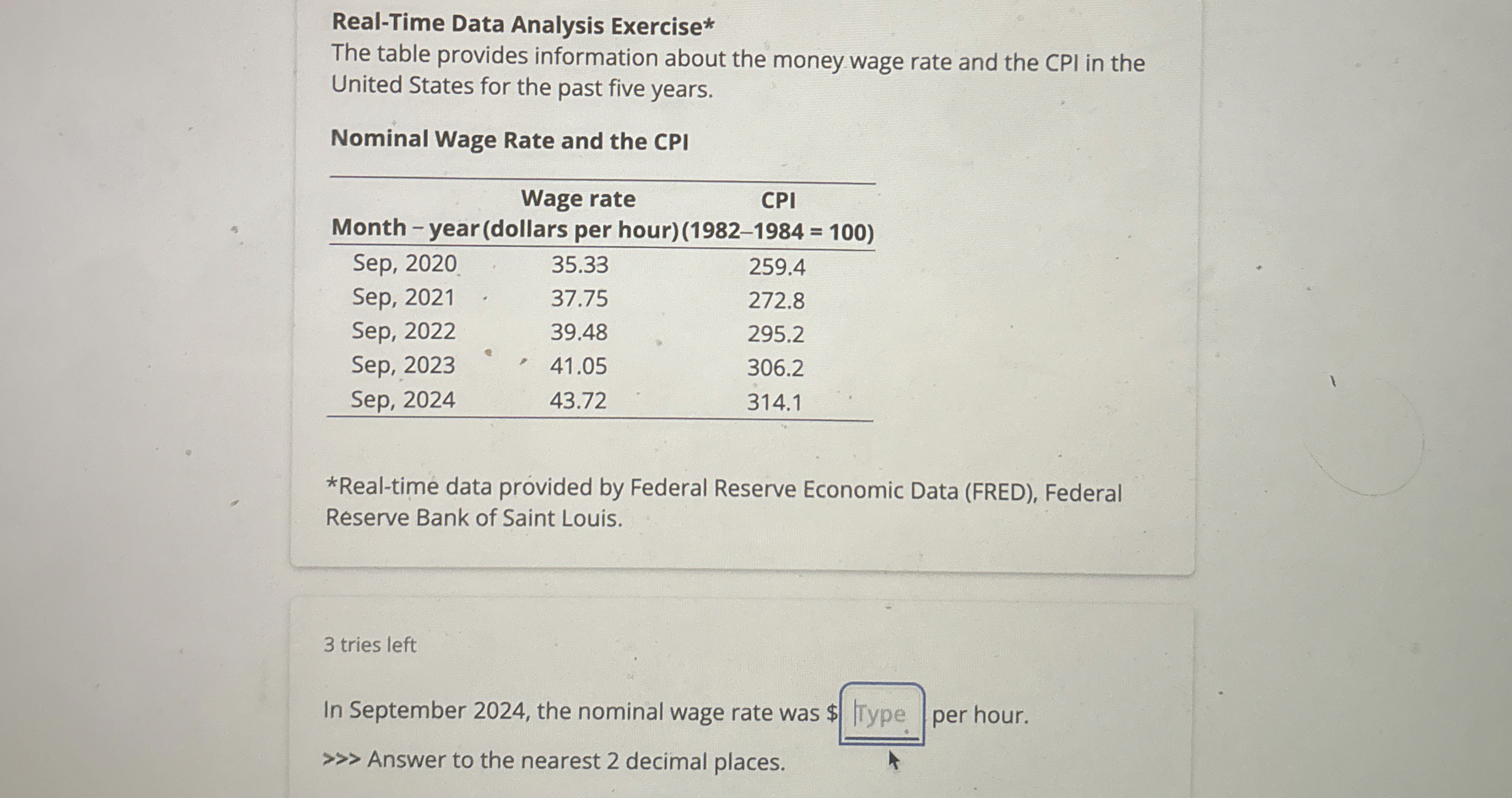 Solved Real-Time Data Analysis Exercise*The table provides | Chegg.com