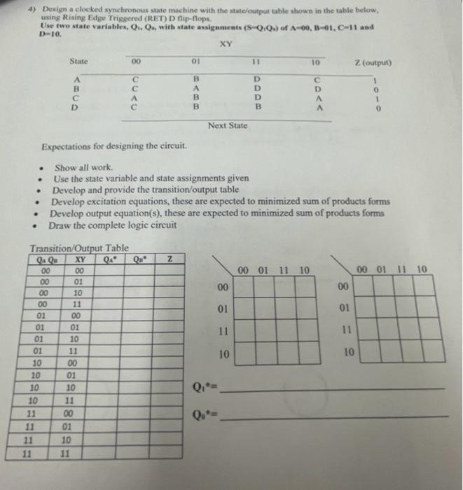 Solved 4) Design a clocked synchronous state machine with | Chegg.com