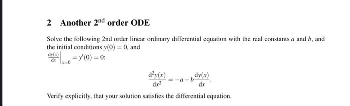 Solved 2 Another 2nd order ODE Solve the following 2nd order | Chegg.com