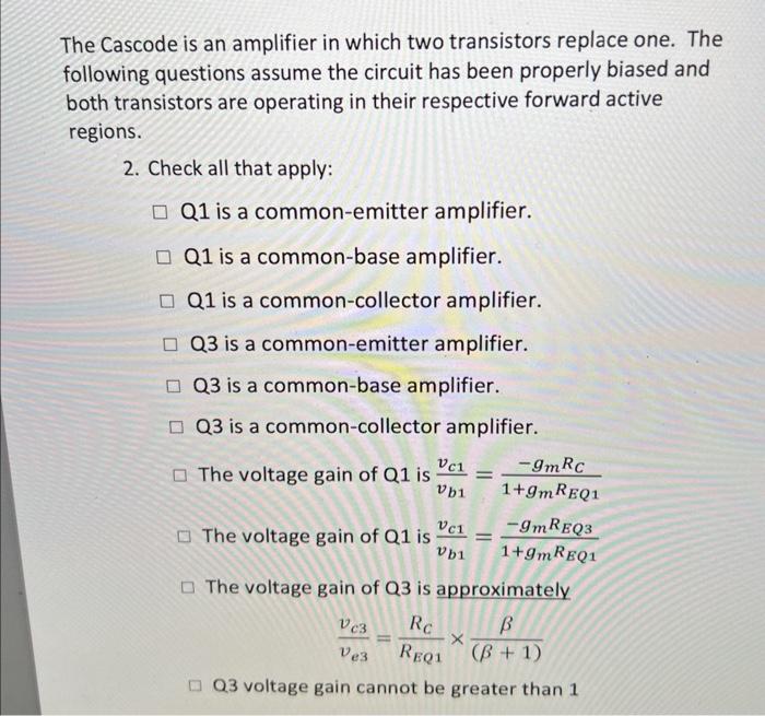 Solved The Cascode is an amplifier in which two transistors | Chegg.com