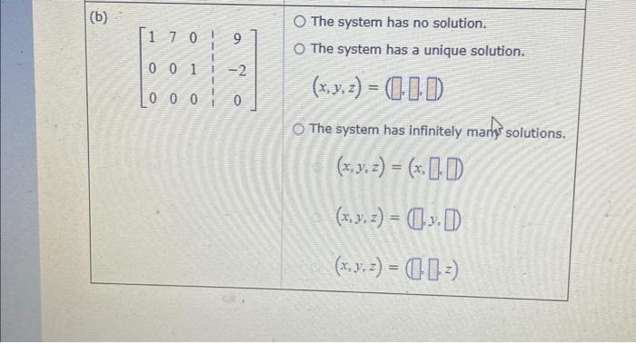 Solved Two Augmented Matrices For Two Linear Systems In The