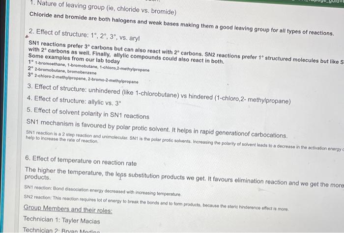 apage SN1 (AgNO3 conditions) Substrate color after | Chegg.com