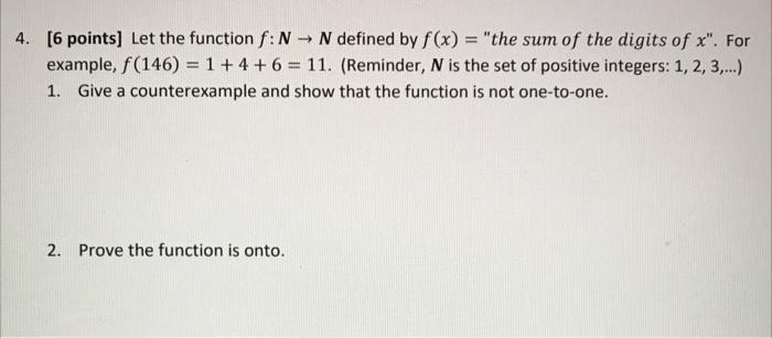 Solved 4. [6 points] Let the function f:N→N defined by f(x)= | Chegg.com
