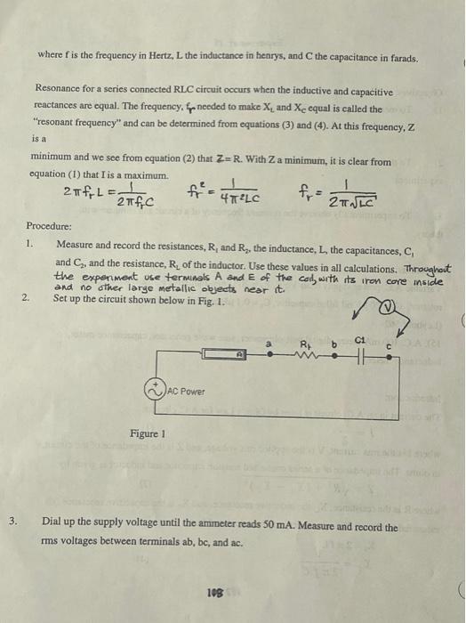 Solved Experiment 18 AC Circuits Objectives: 1) To measure | Chegg.com