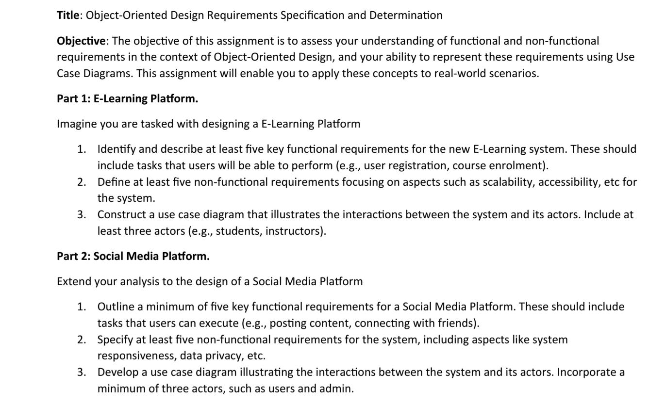 Solved Title: Object-Oriented Design Requirements | Chegg.com