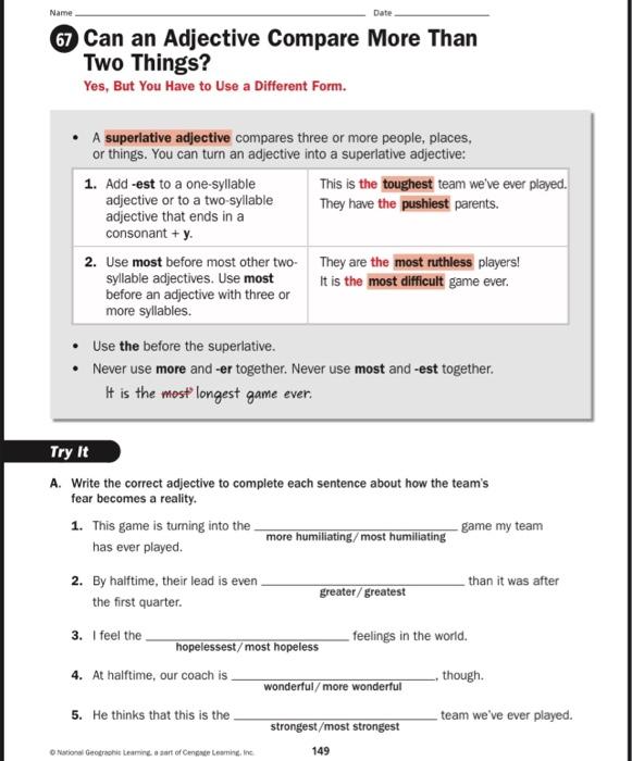 67) Can an Adjective Compare More Than Two Things? | Chegg.com