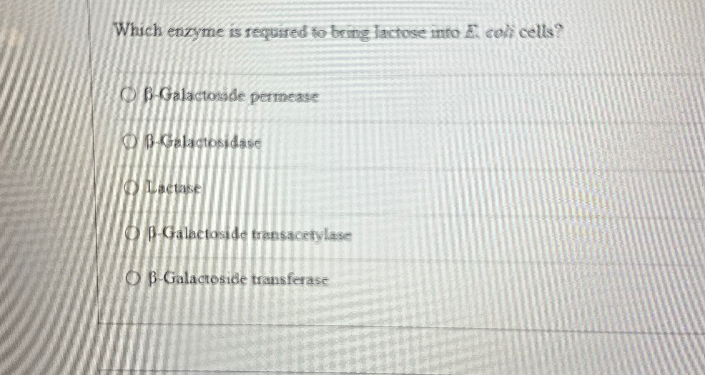 Solved Which enzyme is required to bring lactose into E. | Chegg.com