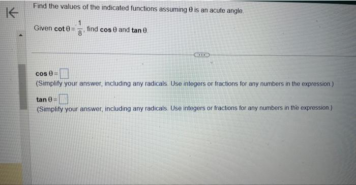 Solved Find the values of the indicated functions assuming θ | Chegg.com