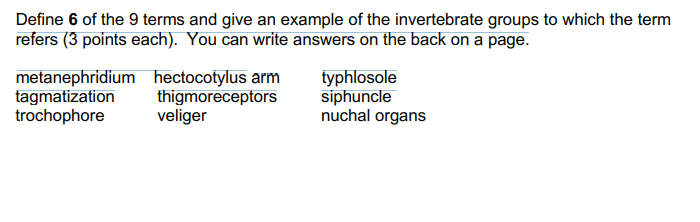Solved Define 6 ﻿of the 9 ﻿terms and give an example of the | Chegg.com