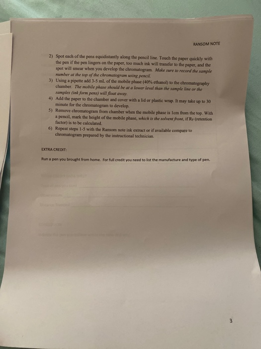 RANSOM NOTE URGENT: Immediate Chromatographic | Chegg.com