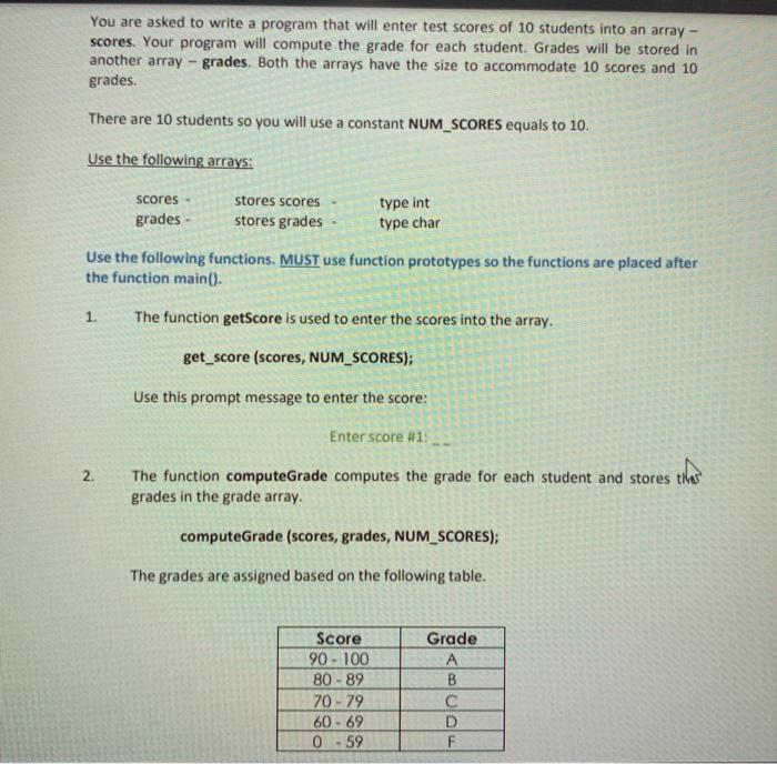 Solved You are asked to write a program that will enter test | Chegg.com