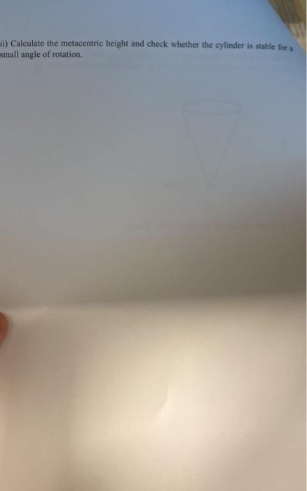 Solved Q3) A solid cone floats with its long axis vertical | Chegg.com