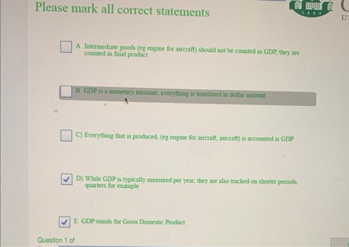 Solved Please mark all correct statements A. Intermediate | Chegg.com