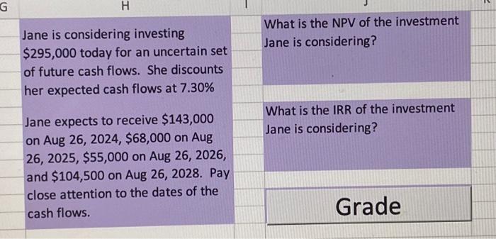 Solved Jane is considering investing $295,000 today for an | Chegg.com