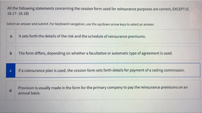 Solved All the following statements concerning the cession | Chegg.com