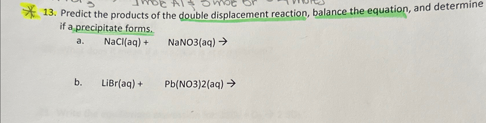 Solved Predict the products of the double displacement | Chegg.com