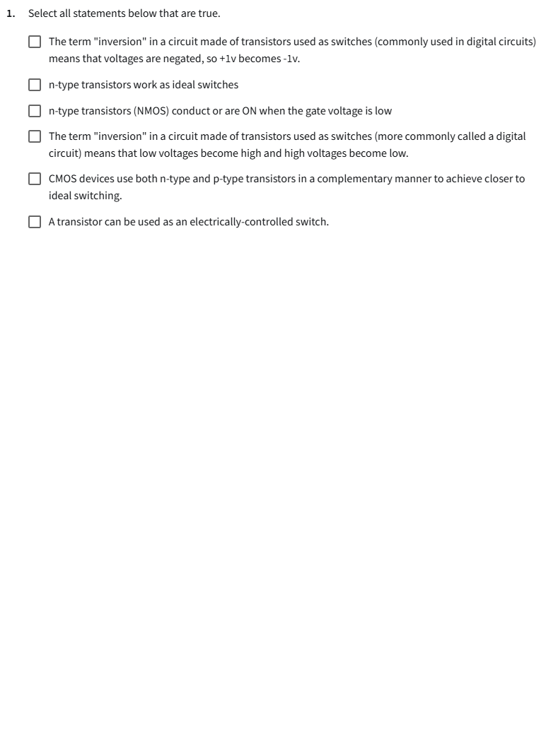 Solved 1. ﻿Select all statements below that are true.The | Chegg.com