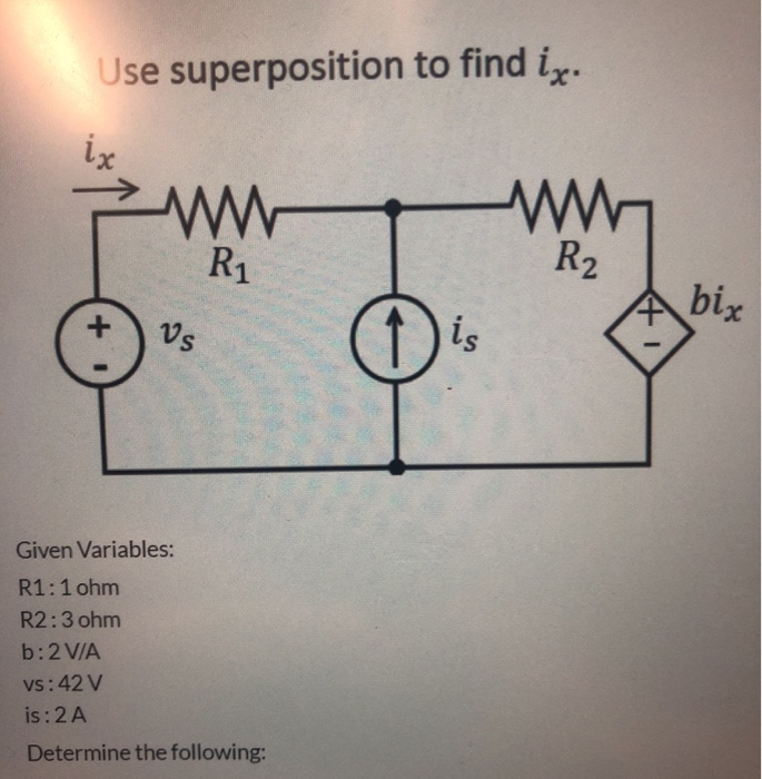 Solved Use superposition to find ix. Rz A bize Given | Chegg.com