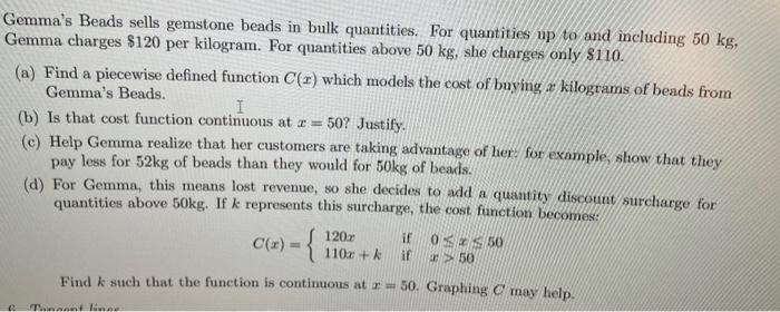 Solved Gemma's Beads sells gemstone beads in bulk | Chegg.com