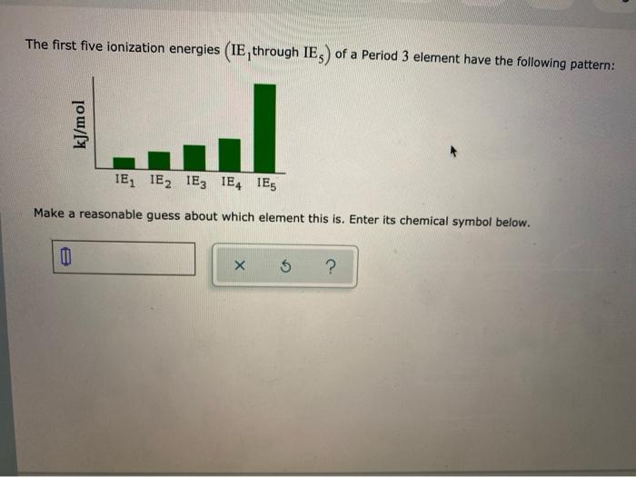 Solved The first five ionization energies (IE, through IE) | Chegg.com