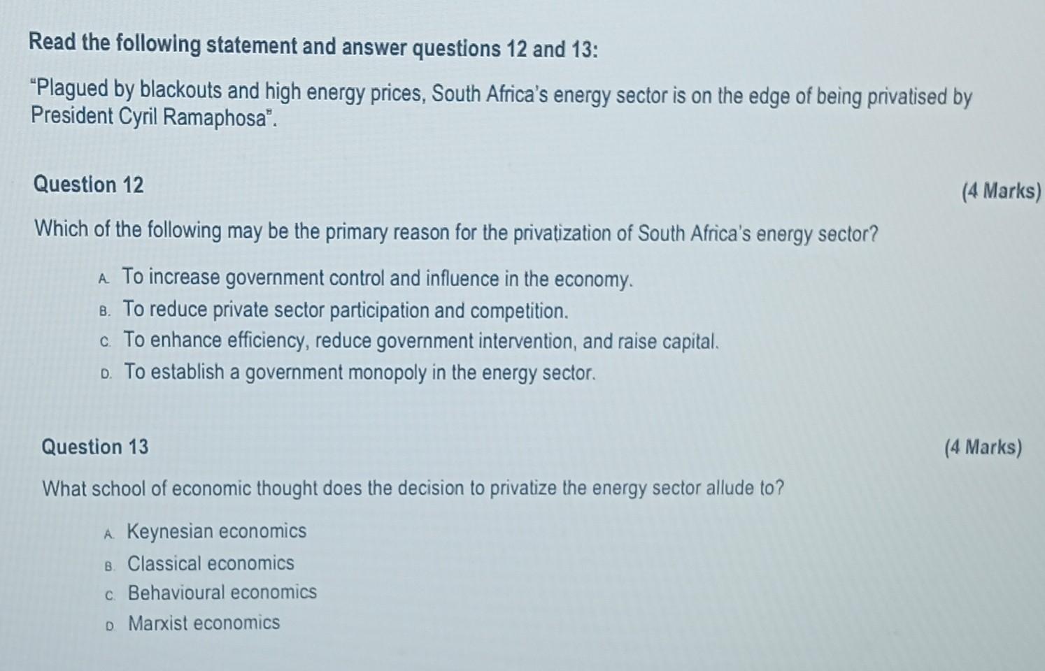 Solved Read the following statement and answer questions 12 | Chegg.com