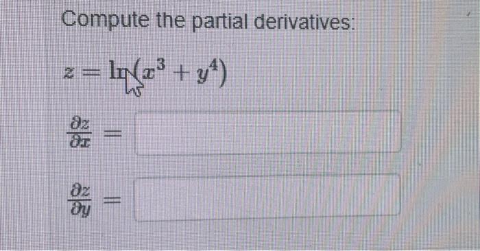 Solved Compute the partial derivatives: | Chegg.com