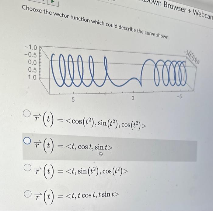 [Solved]: Choose the vector function which could describe t