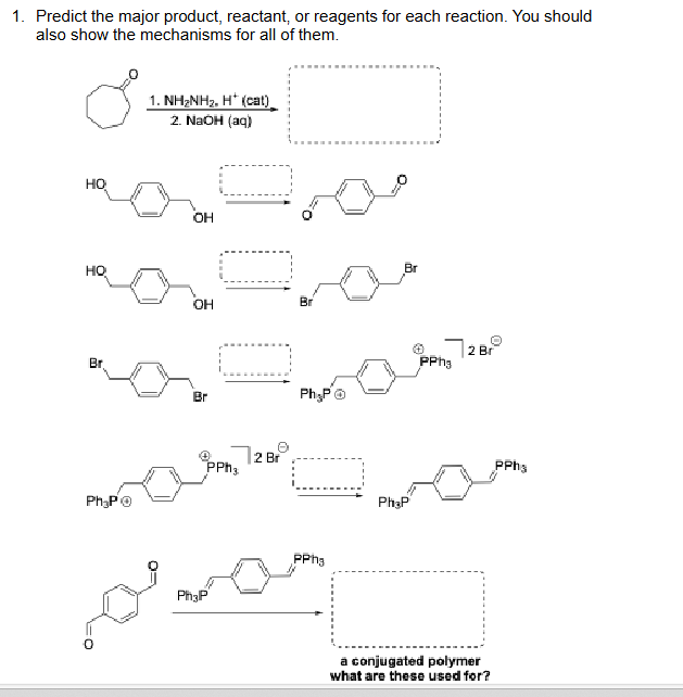 Solved 1. ﻿Predict the major product, reactant, or reagents | Chegg.com