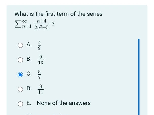 Solved What is the first term of the series | Chegg.com