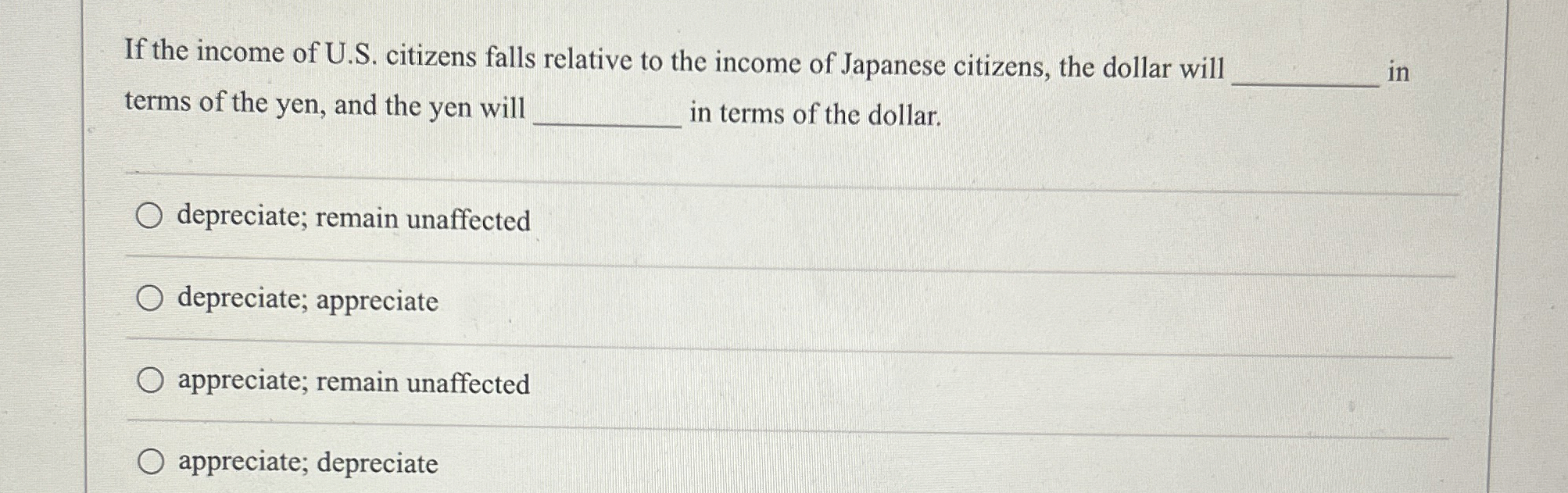 Solved If the income of U.S. ﻿citizens falls relative to the | Chegg.com