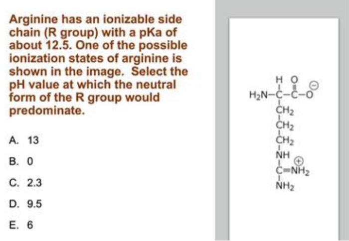 Solved Arginine has an ionizable side chain ( R group) with | Chegg.com