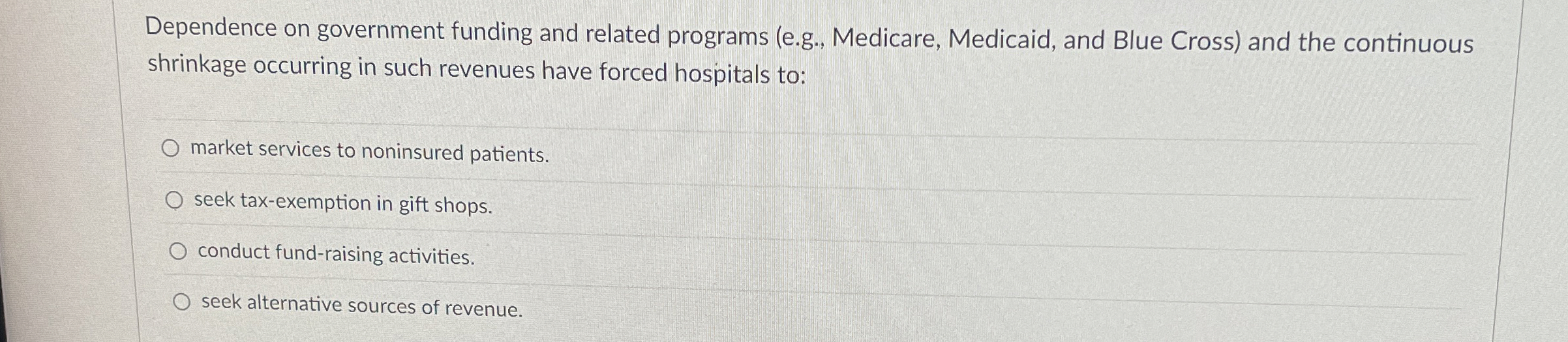 Solved Dependence on government funding and related programs | Chegg.com