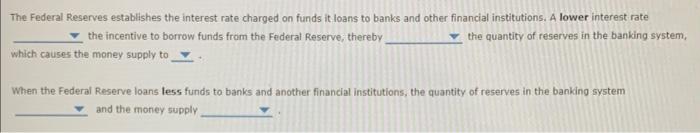 Solved The Federal Reserves establishes the interest rate | Chegg.com