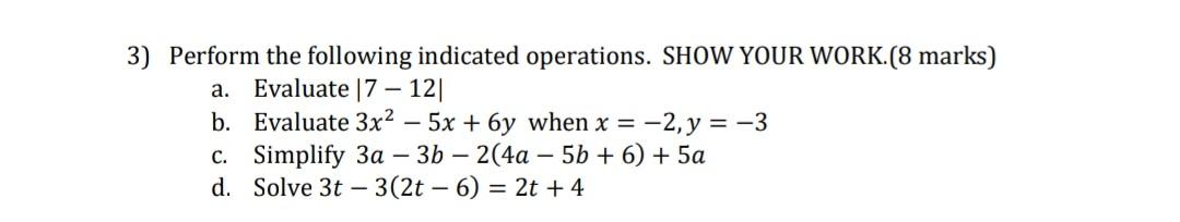 Solved 3) Perform the following indicated operations. SHOW | Chegg.com