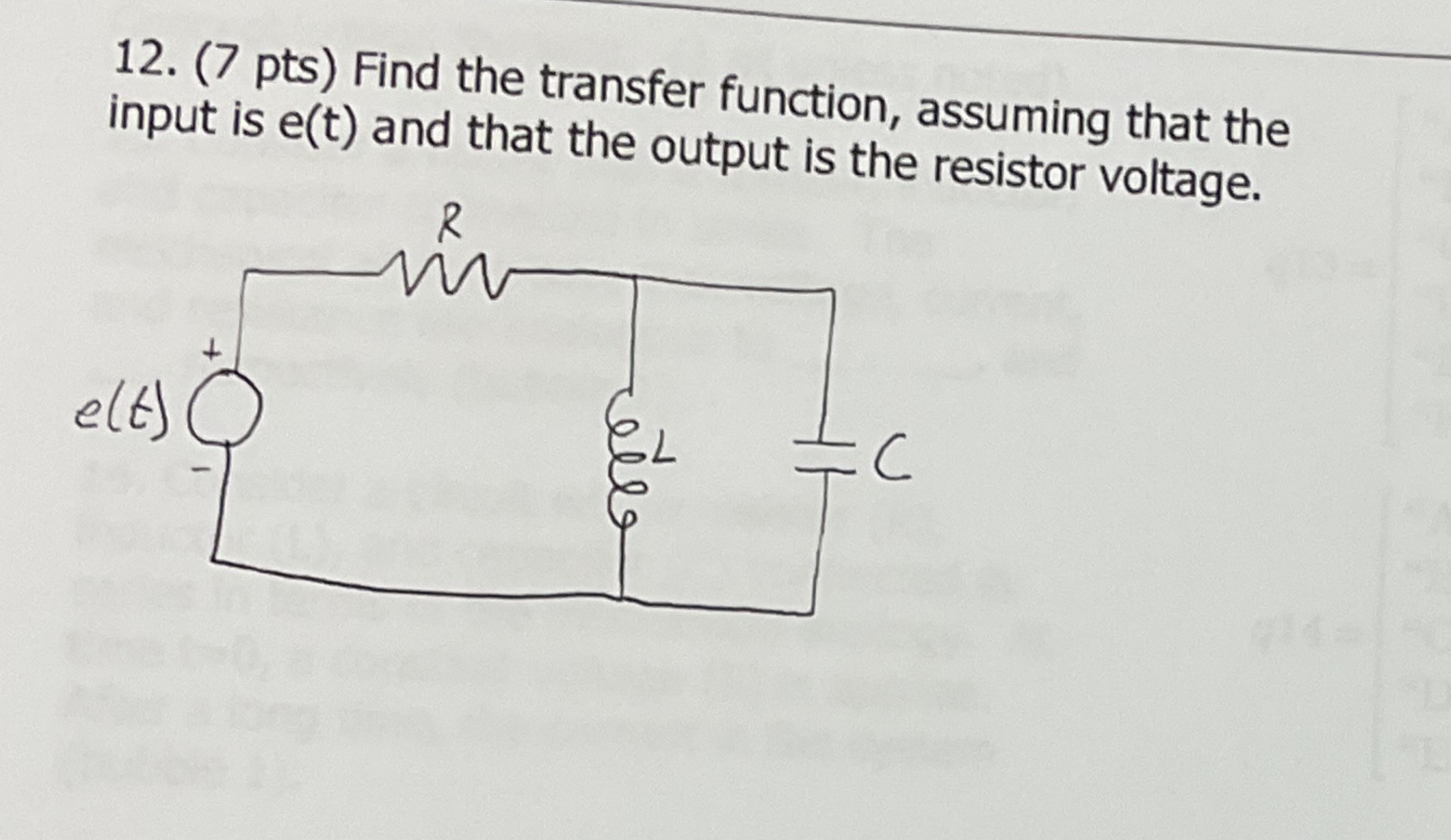Solved (7 ﻿pts) ﻿Find the transfer function, assuming that | Chegg.com