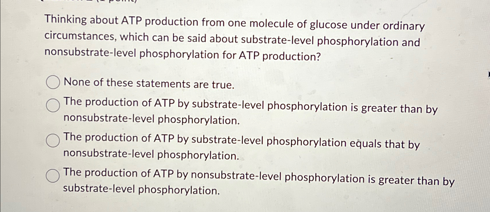 Solved Thinking about ATP production from one molecule of | Chegg.com