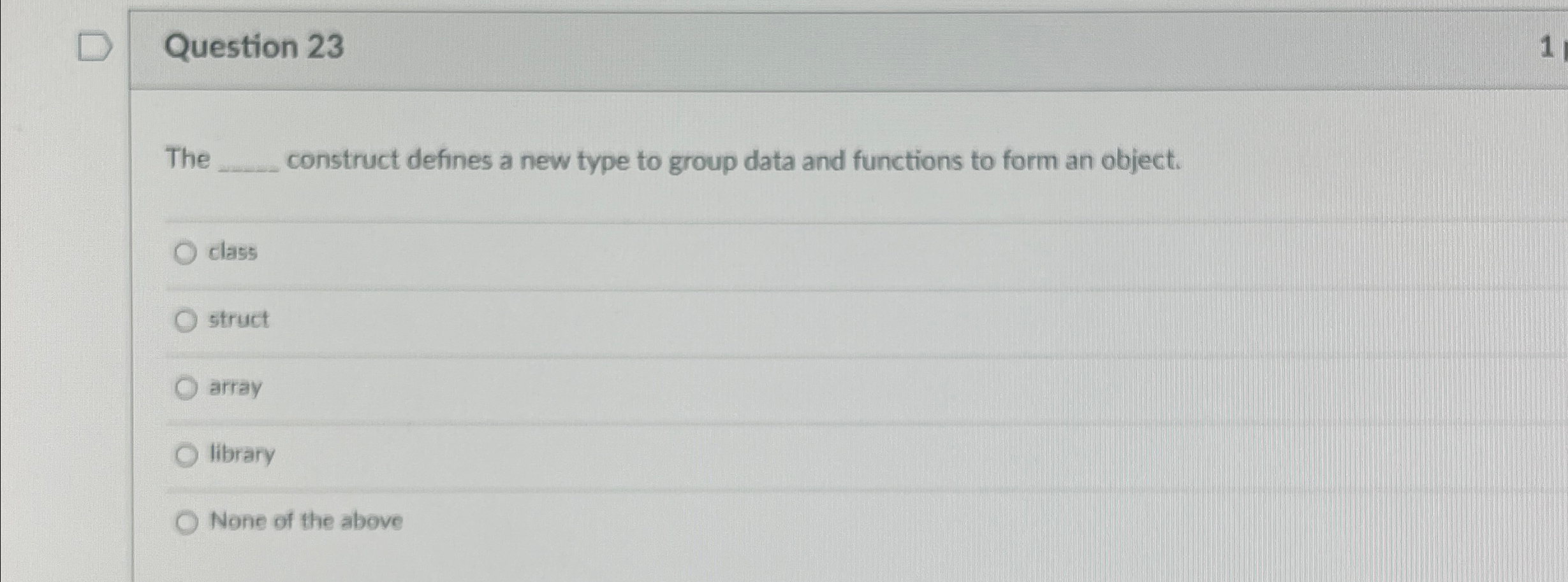 Solved Question 23The q, ﻿construct defines a new type to | Chegg.com